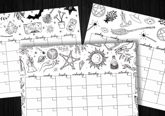 Printable Monthly Witchy Calendar Bundle Witch Witchcraft | Etsy