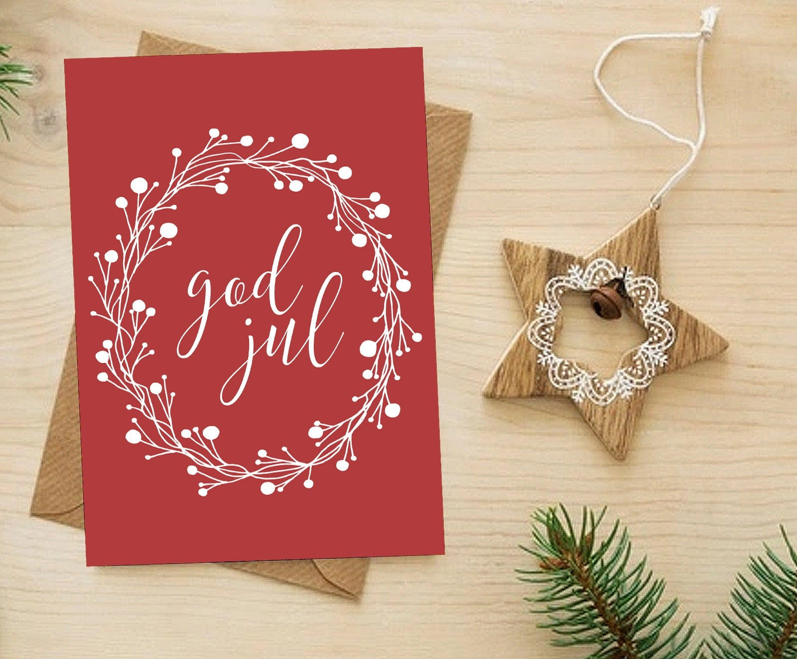 Printable God Jul Card Christmas Sweden Norway Svensk | Etsy