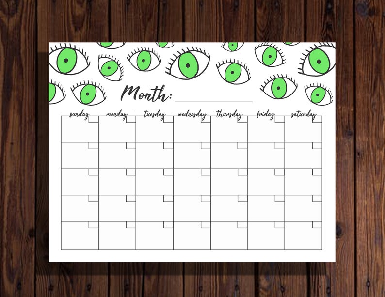 Evil Eye Monthly Planner | Multiple Colors Included | Calendar | Blank ...