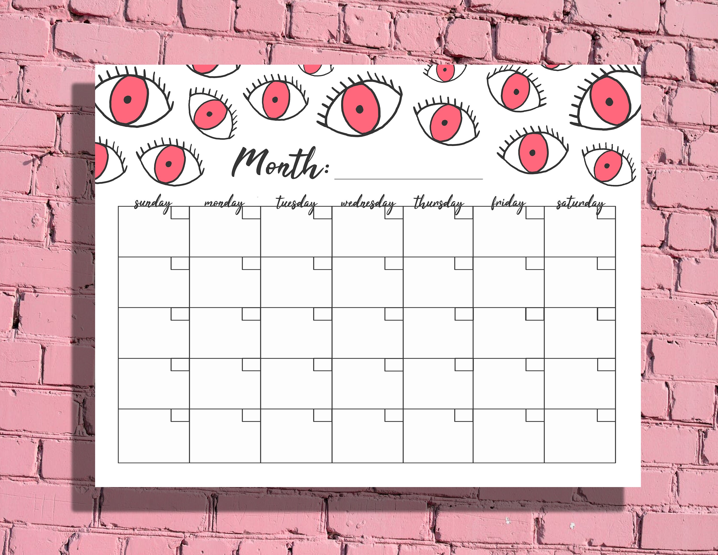 Evil Eye Monthly Planner | Multiple Colors Included | Calendar | Blank ...