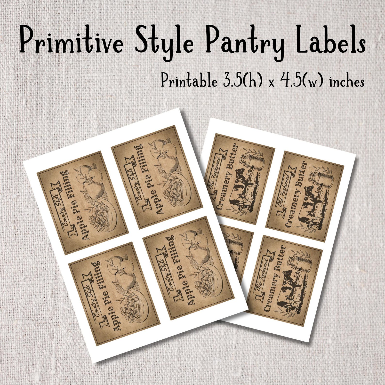 Primitive Style Printable Pantry Labels | Vintage | Country | Farmhouse ...