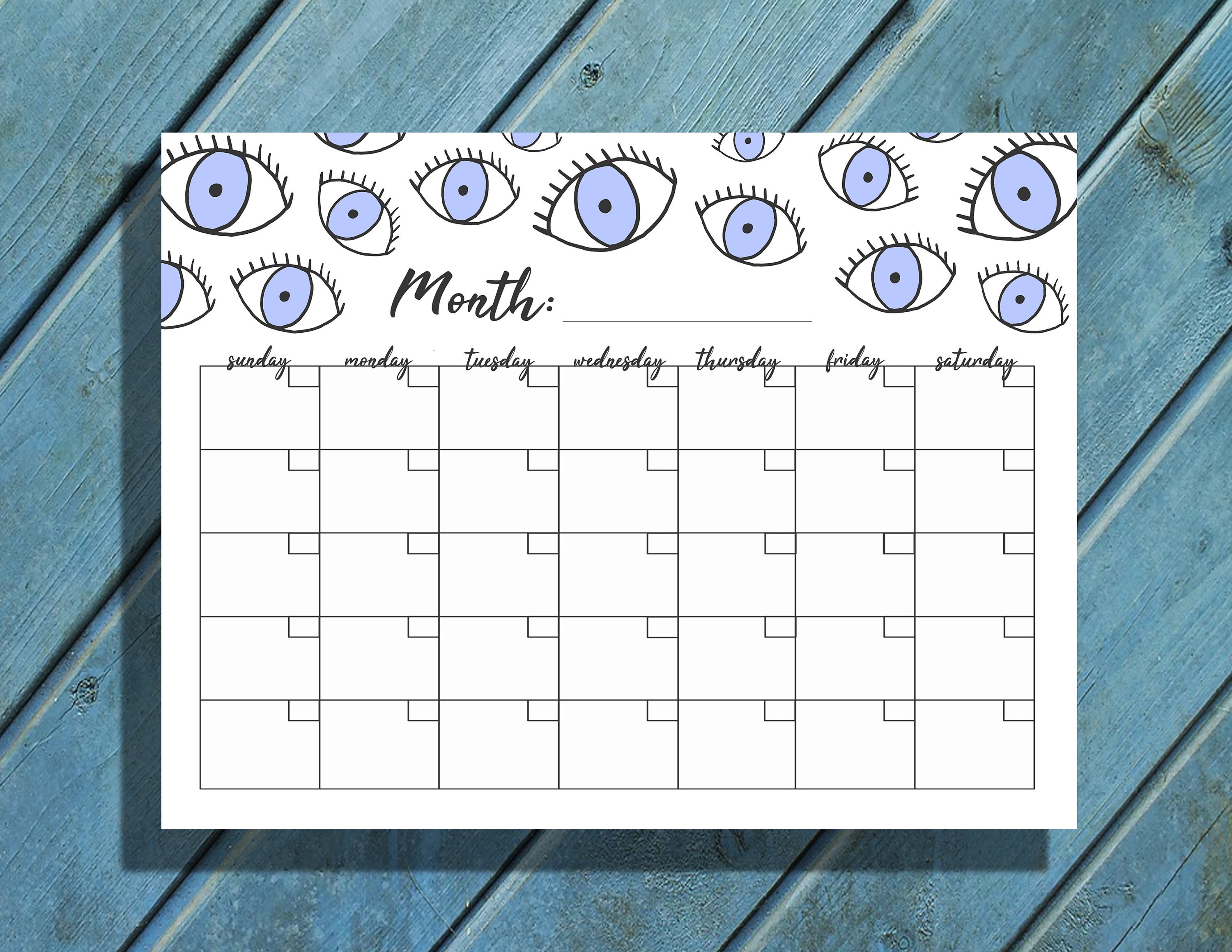 Evil Eye Monthly Planner | Multiple Colors Included | Calendar | Blank ...