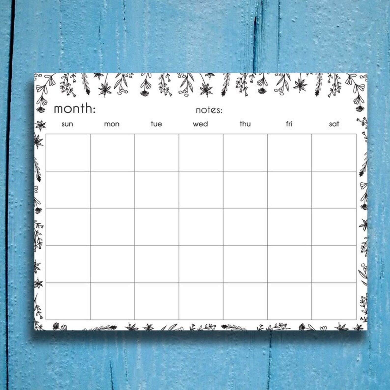 Printable Floral Monthly Calendar Bundle Planner Botanical Flowers Home ...