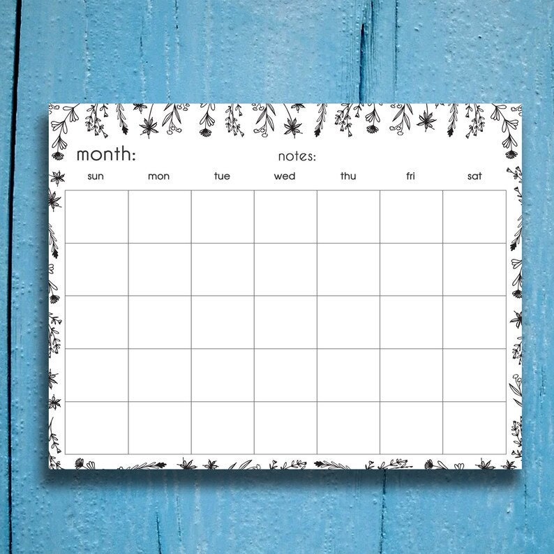Printable Floral Monthly Calendar Bundle | Planner | Botanical ...