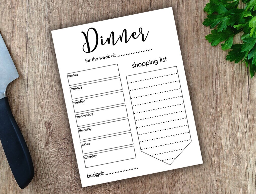 Weekly Meal Planner Dinner Planner Printable Planner Meal - Etsy
