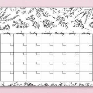 Printable Floral Monthly Calendar Bundle Planner Botanical Flowers Home ...