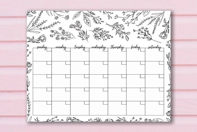 Printable Floral Monthly Calendar Bundle Planner Botanical - Etsy