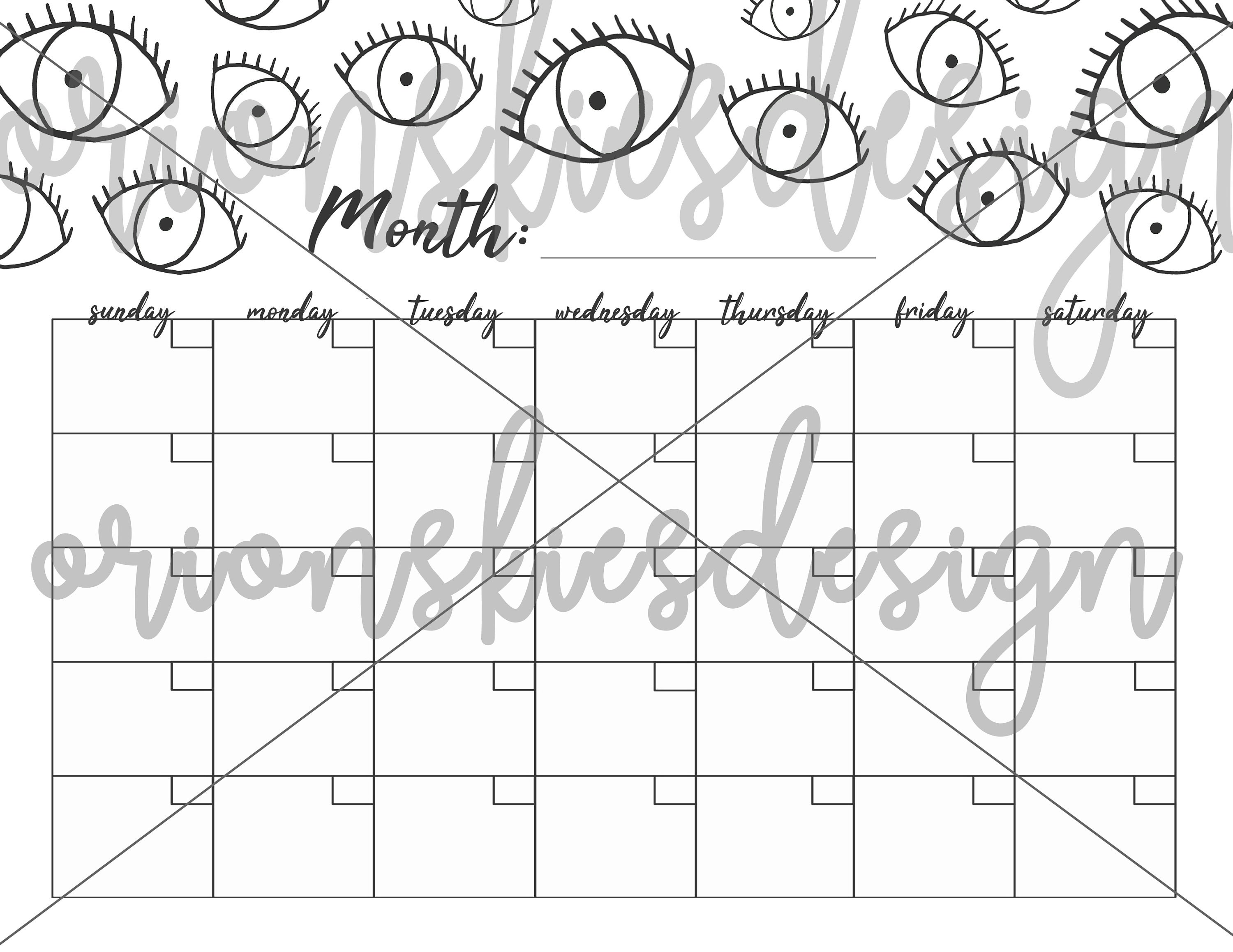 Evil Eye Monthly Planner | Multiple Colors Included | Calendar | Blank ...