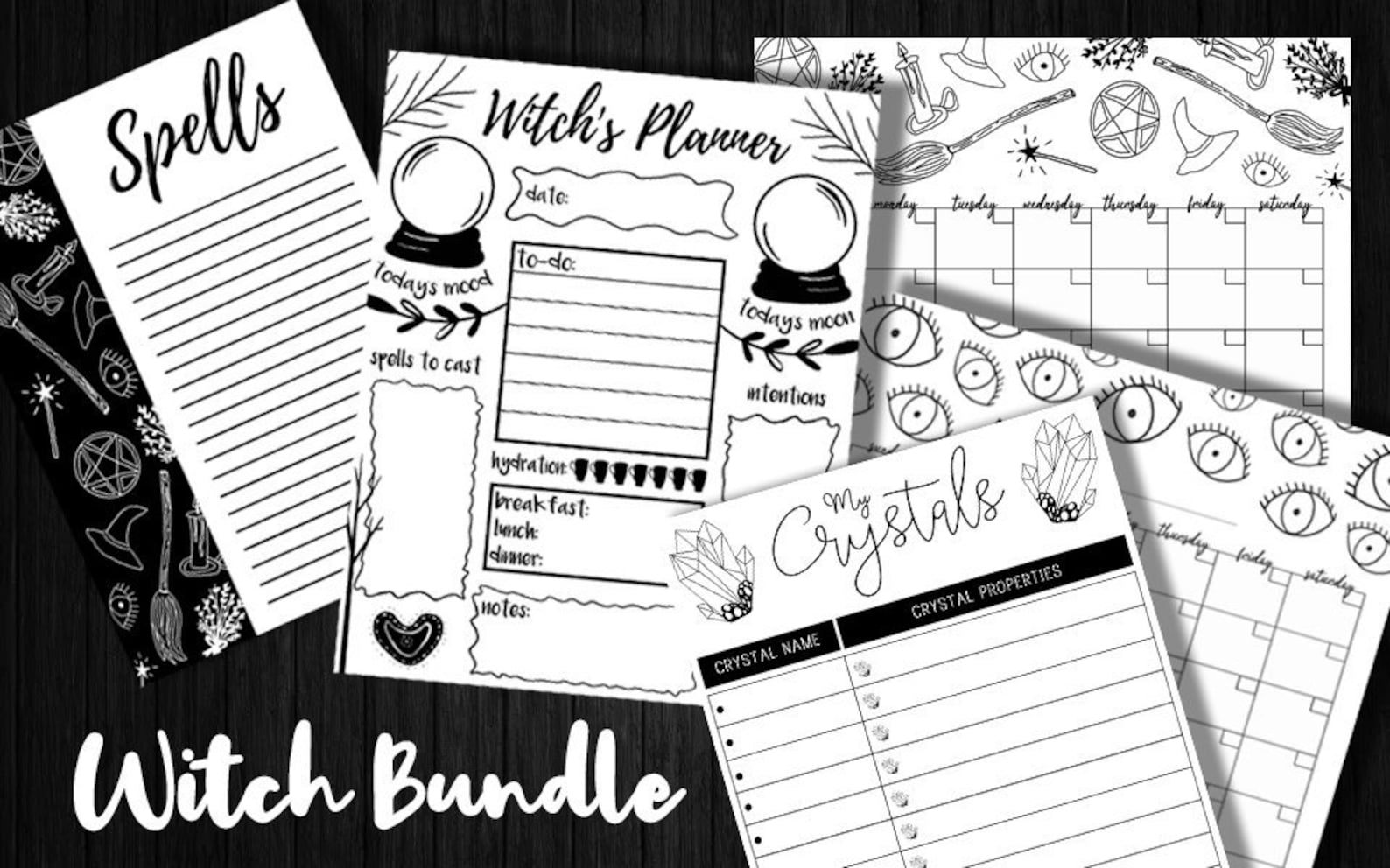 Printable Witch Bundle | Set | Planner | Calendar | Spells | Crystal ...