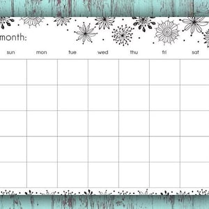 Printable Floral Monthly Calendar Bundle Planner Botanical Flowers Home ...