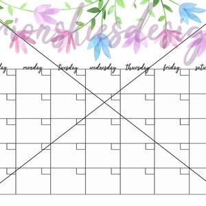 Flowers Printable Calendar Digital Download Floral | Etsy