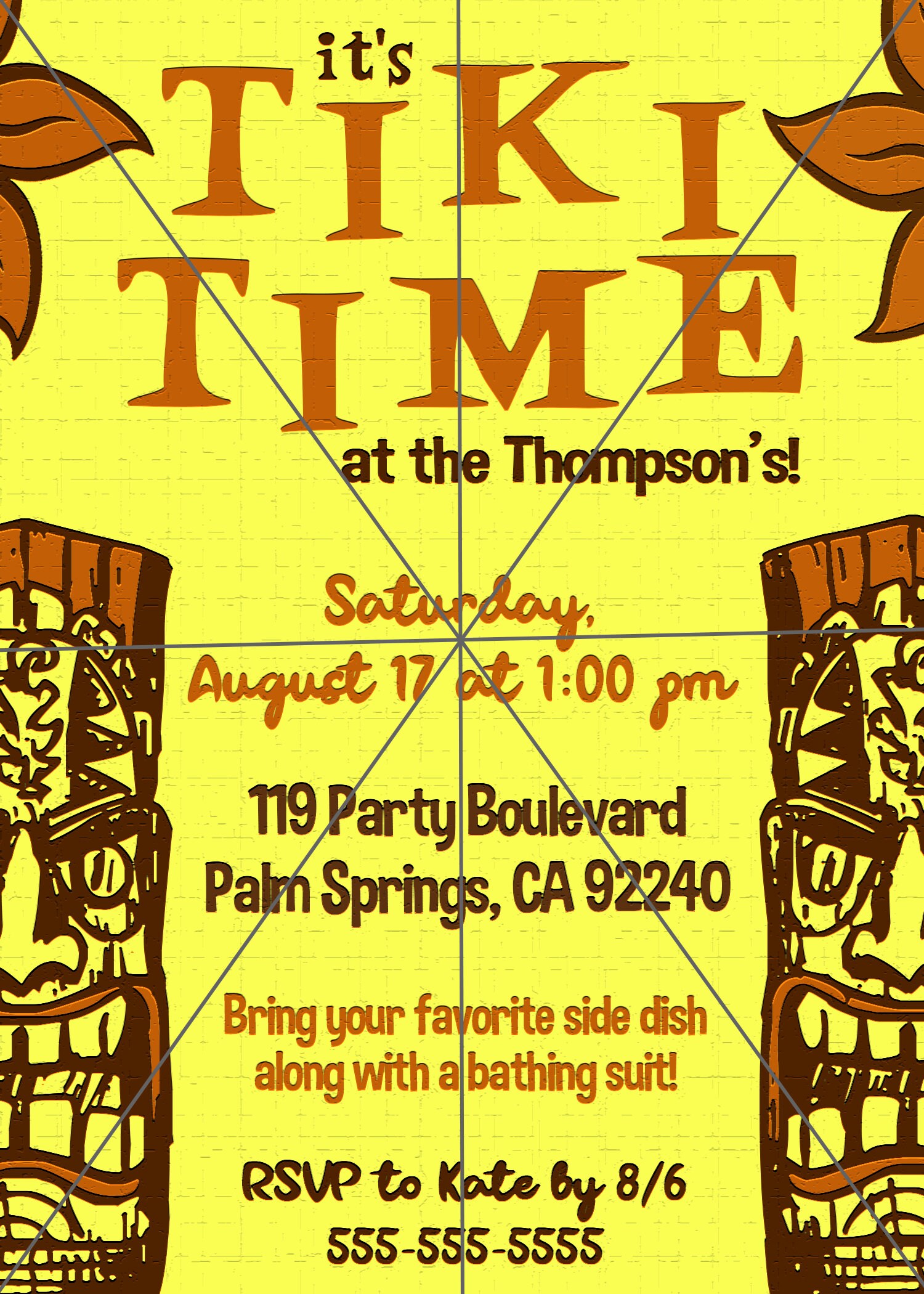 Custom Printable Tiki Party Invitation Luau Invite Pool | Etsy