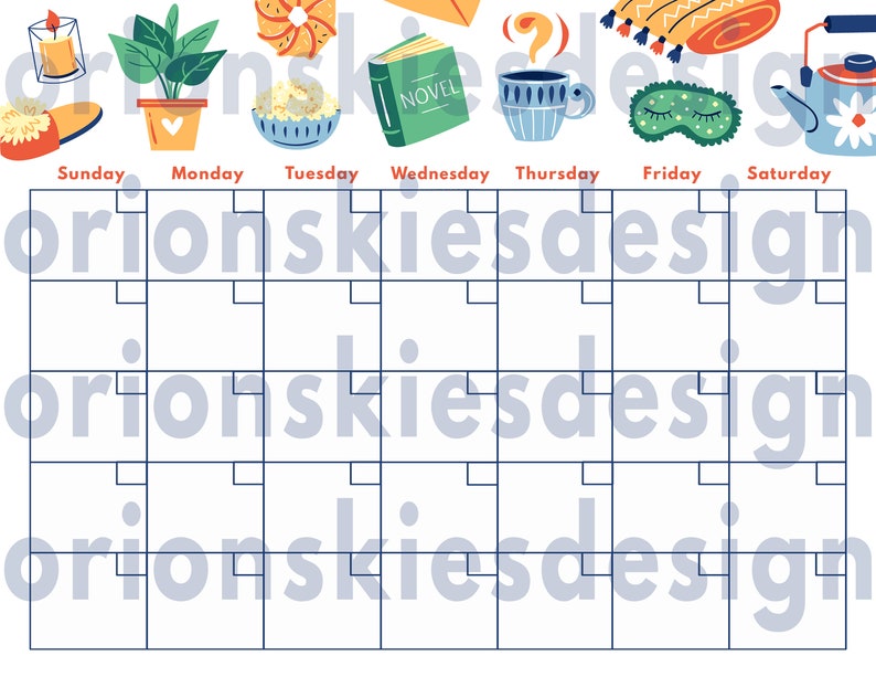 Printable Hygge Cozy Calendar Scandinavian Winter Fall - Etsy