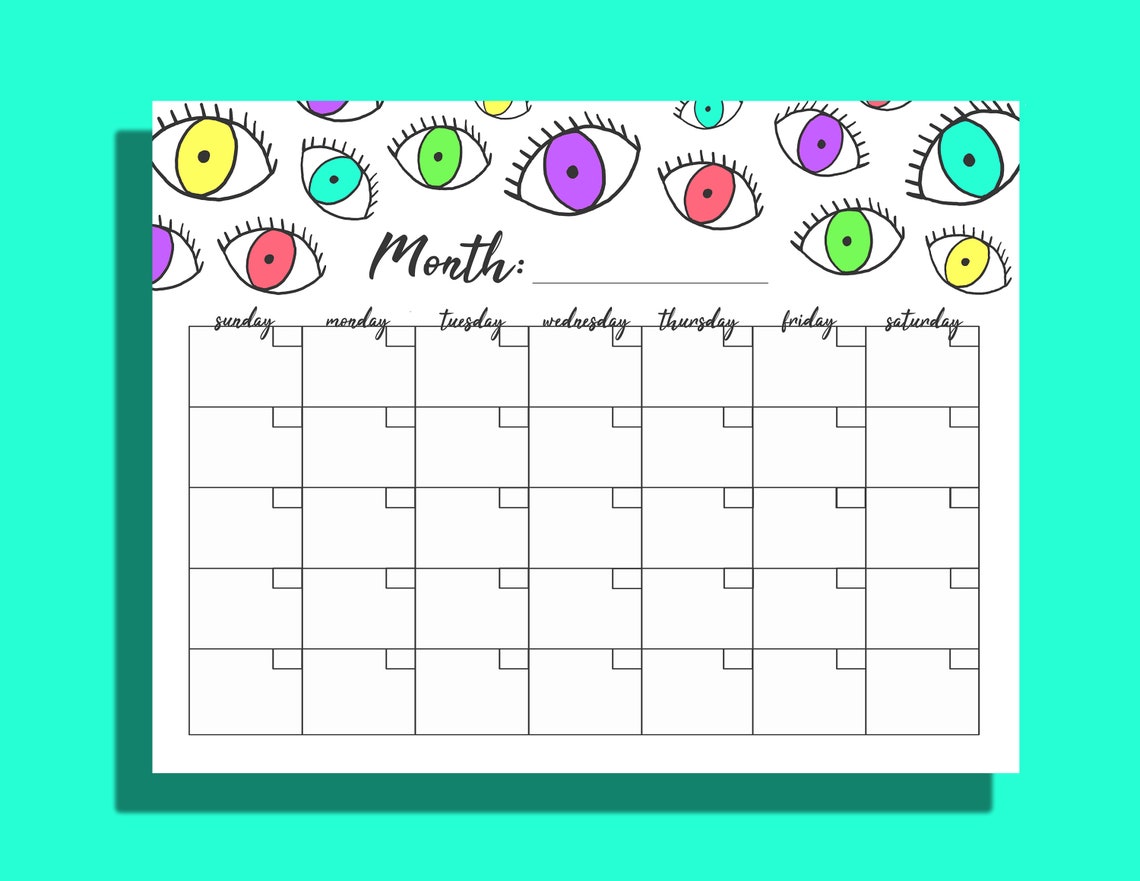 Evil Eye Monthly Planner Multiple Colors Included Calendar - Etsy