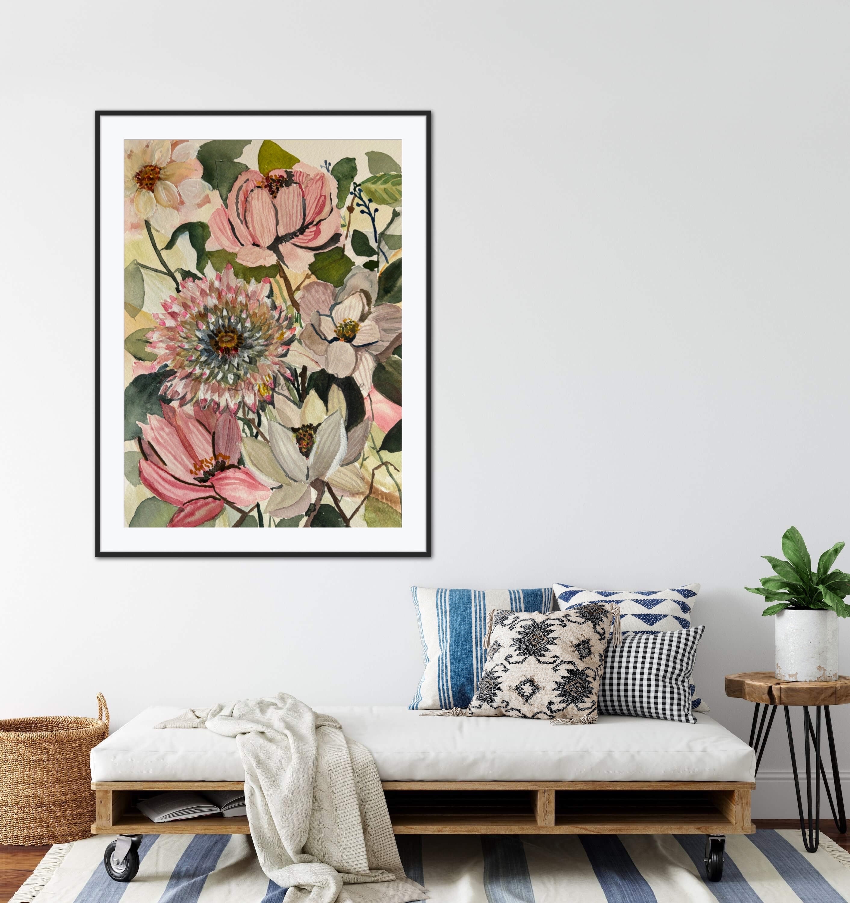 Simple Modern Wall Art Mid Century Art Earthy Tones Light Floral Print ...