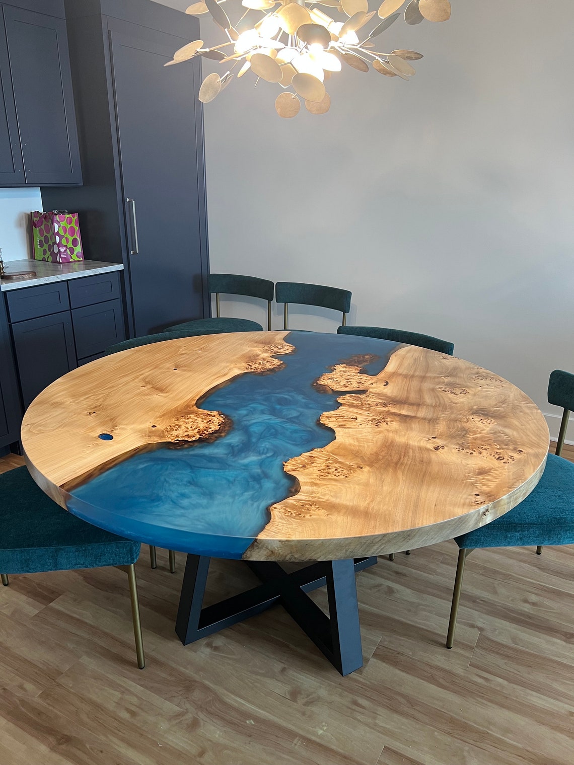 Mappa Burl Round Dining Room River Table - Etsy