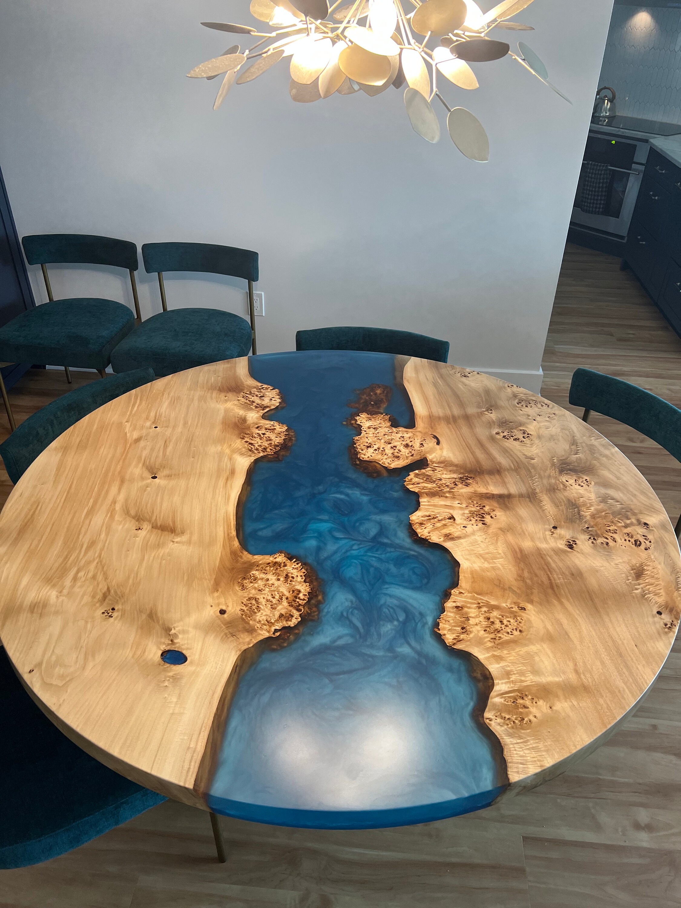 Mappa Burl Round Dining Room River Table - Etsy