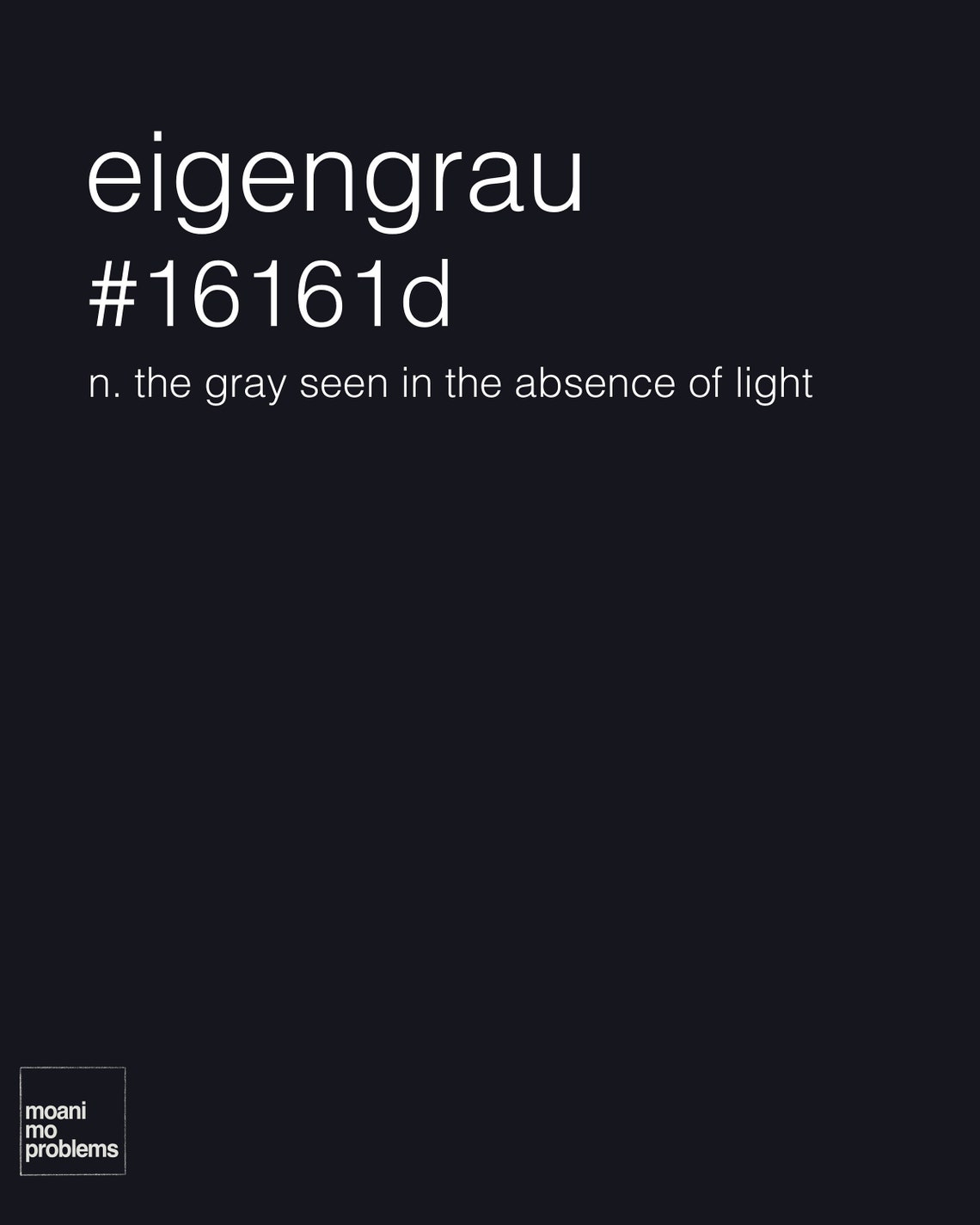Eigengrau, Definition Poster, Color Poster, Poster, Wall Art, Home ...