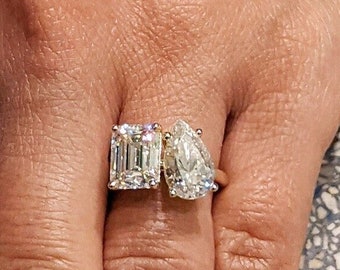 Double Stone Engagement Ring | Etsy