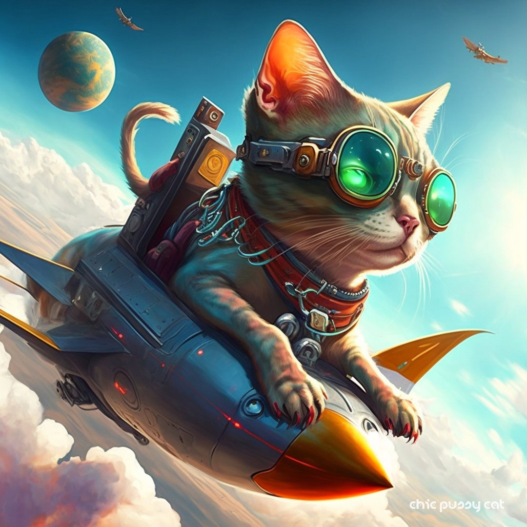 SPACEY CRUISER CAT Cat Art, Funny Art, Cat Lover Art, Star Wars ...