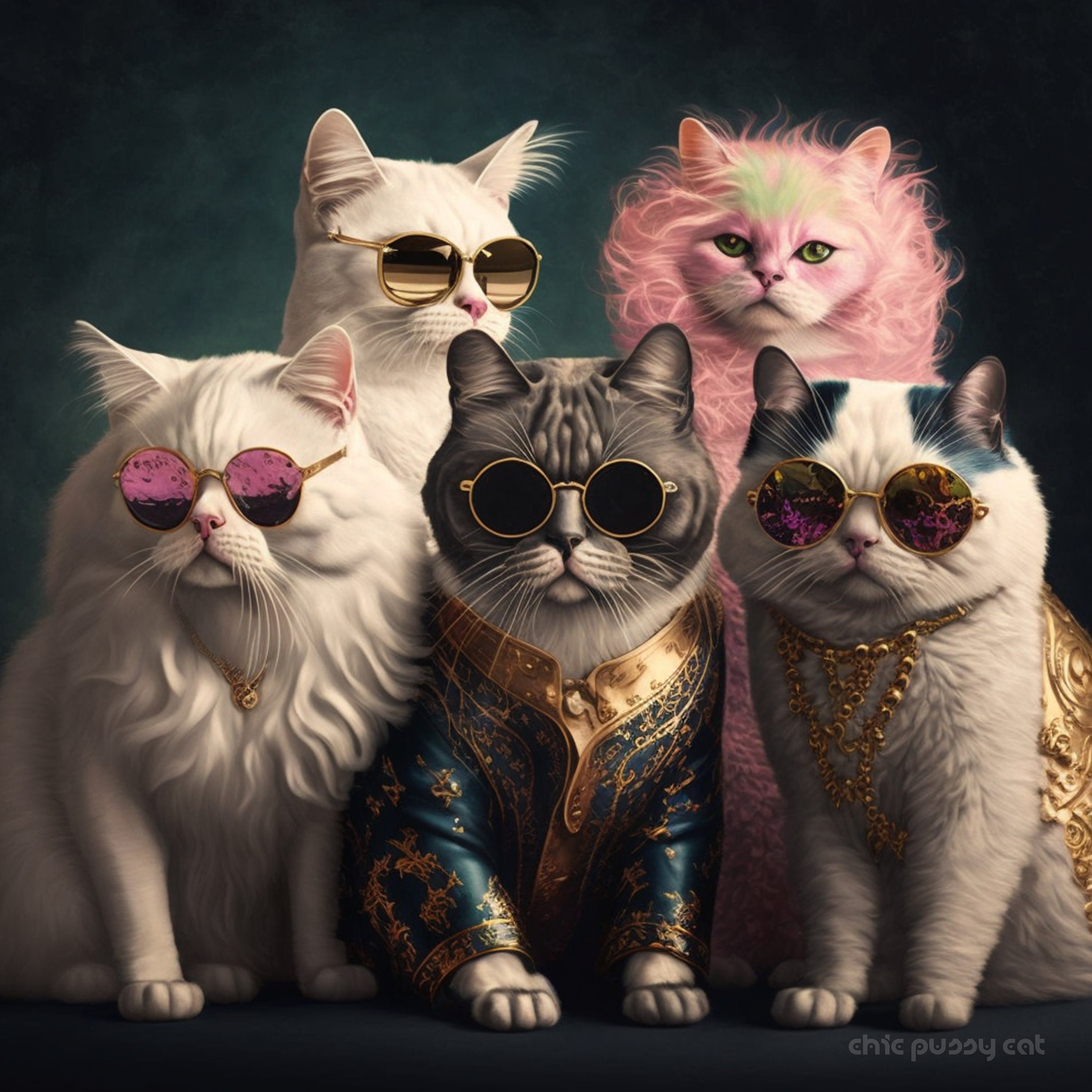 COUTURE KITTIE CREW - Cat Art, Funny Art, Cat Lover Art, Fashion Art ...
