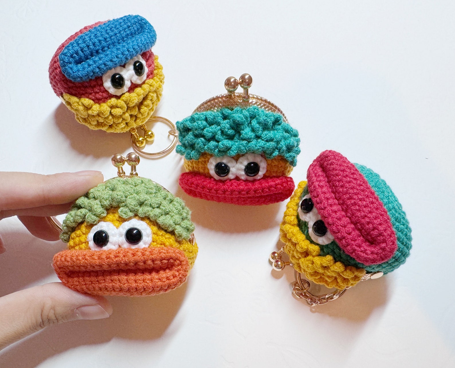 Handmade Crochet Mini Bag Mini Cute Clown Coin Bag Miniature Keychain ...