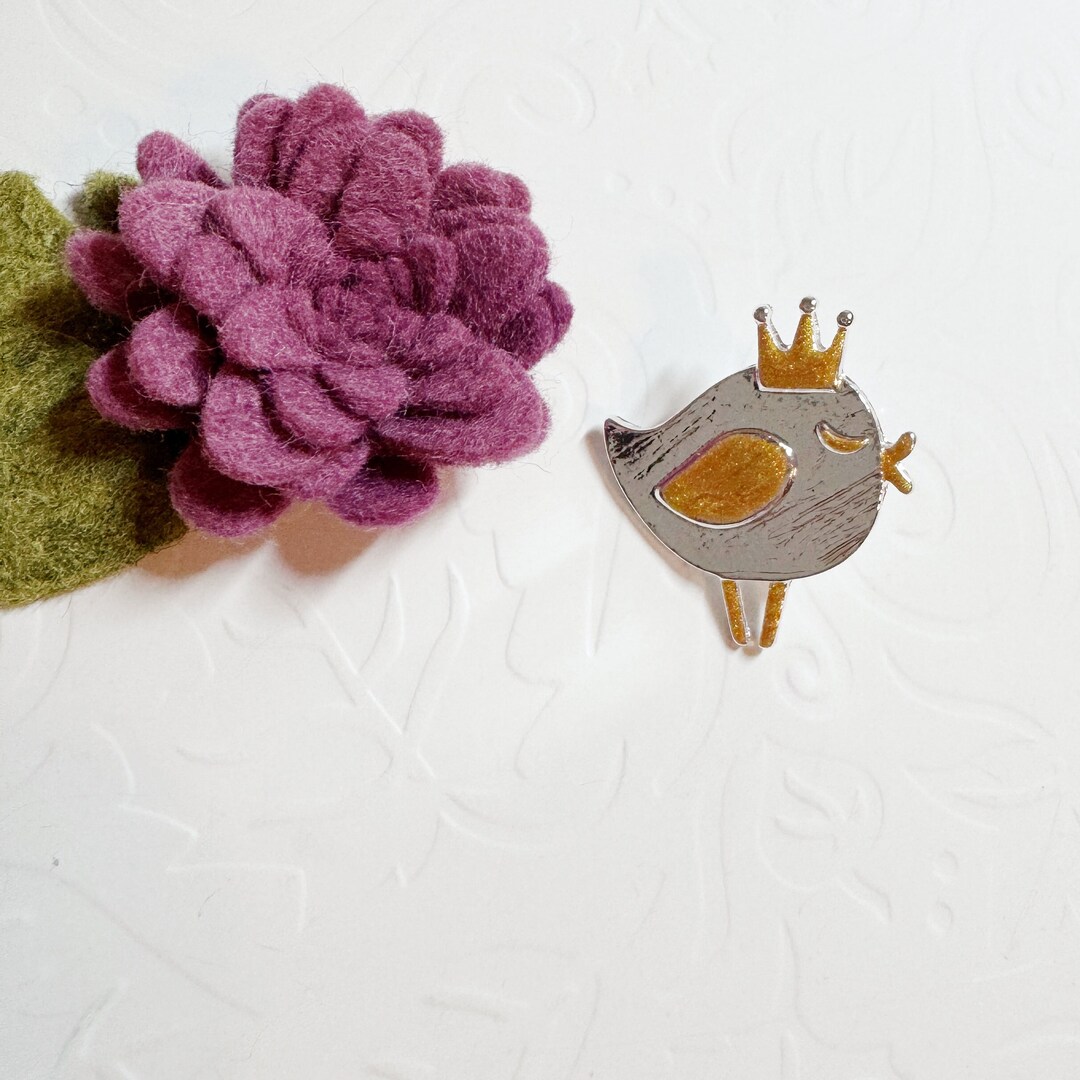 Cute Silver Little Chicken With Crown Brooch Pin Chicken Pin Birthday ...