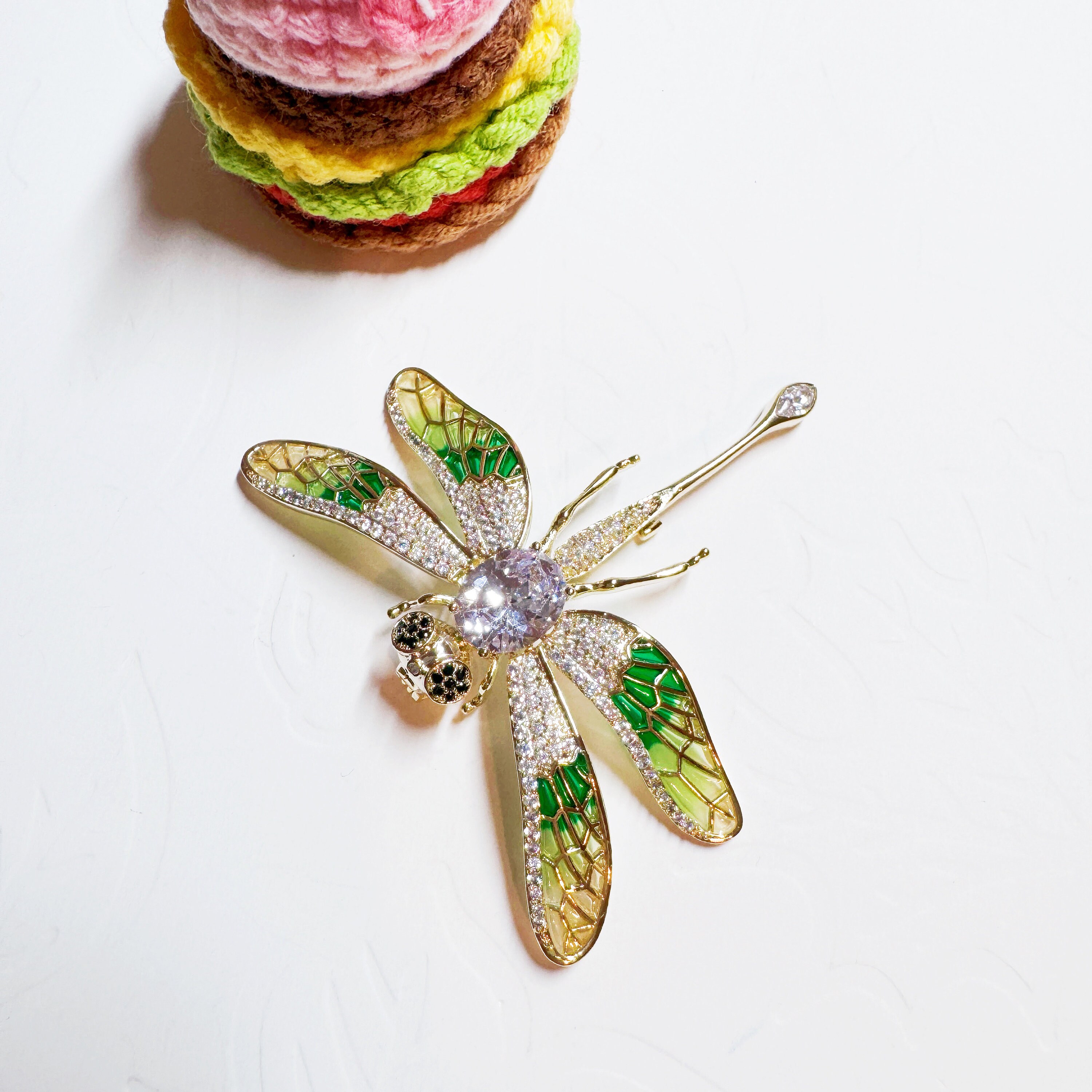 Movable Wings Dragonfly Brooch L Diamond Dragonfly Pins Bridal Gift ...