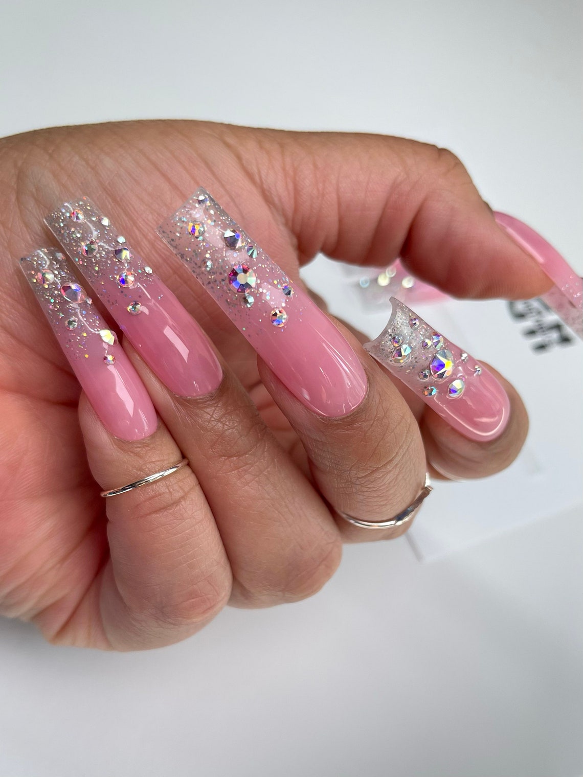 Pink Base W/holo Glitter and Crystal Ombre - Etsy