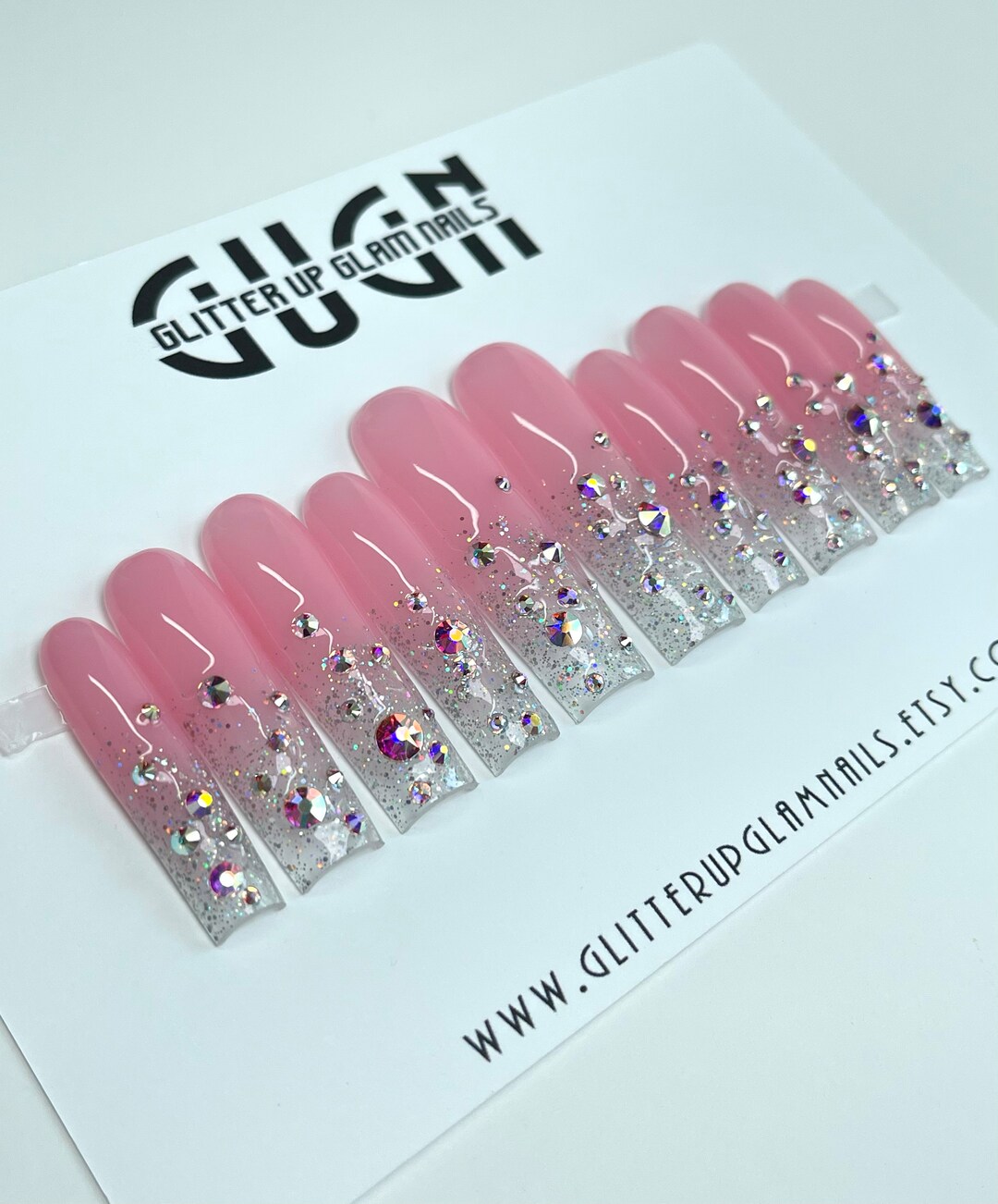 Pink Base W/holo Glitter and Crystal Ombre - Etsy