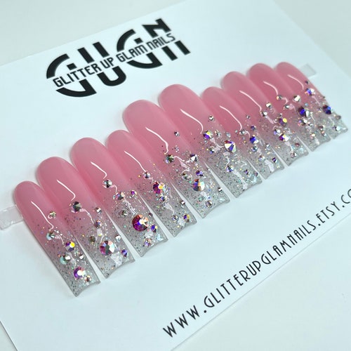 Pink Base W/holo Glitter and Crystal Ombre - Etsy