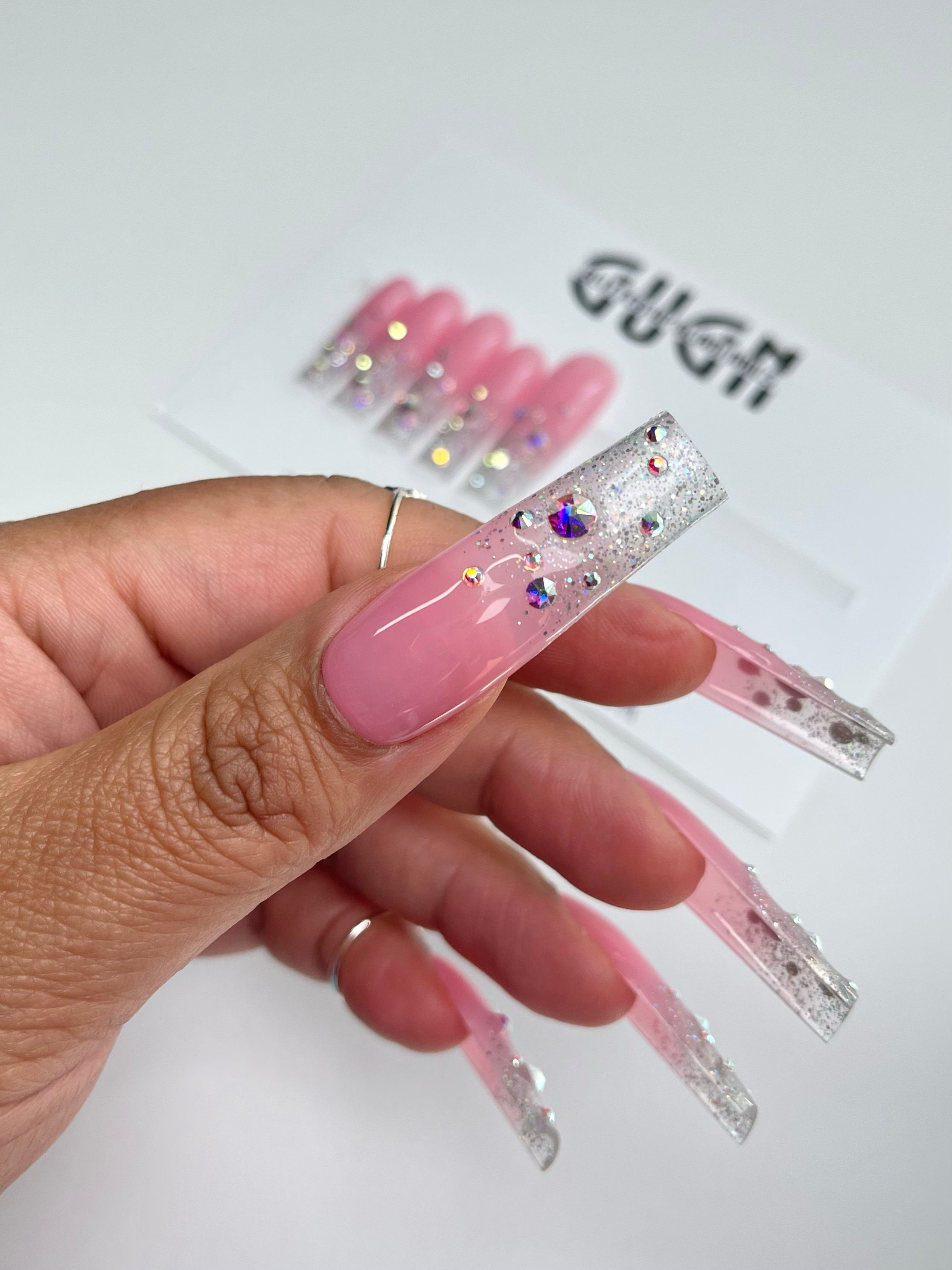 Pink Base W/holo Glitter and Crystal Ombre - Etsy