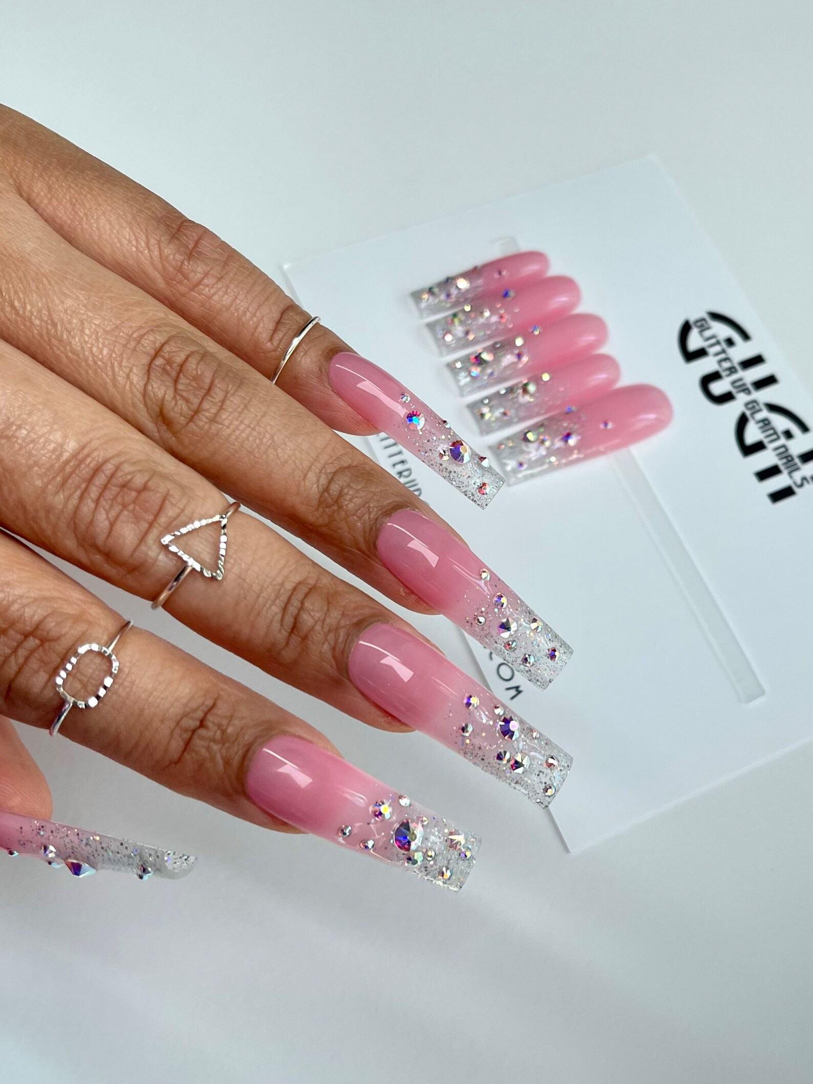 Pink Base W/holo Glitter and Crystal Ombre - Etsy