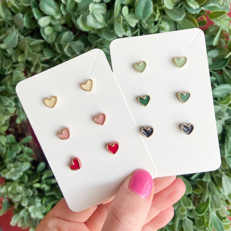 Heart Stud Earrings - Etsy