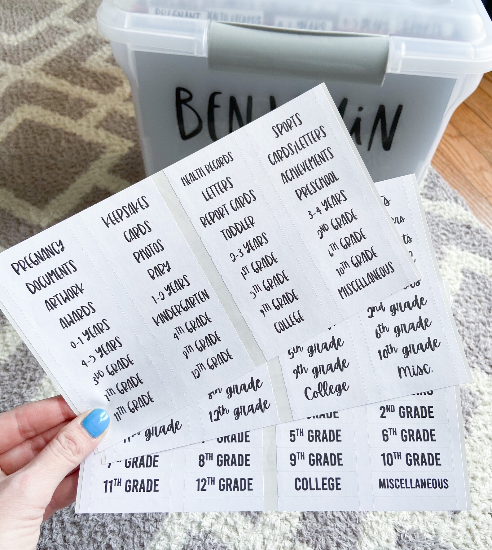 Milestone Tote File Labels ONLY . Baby Memory Box Labels . File Box ...