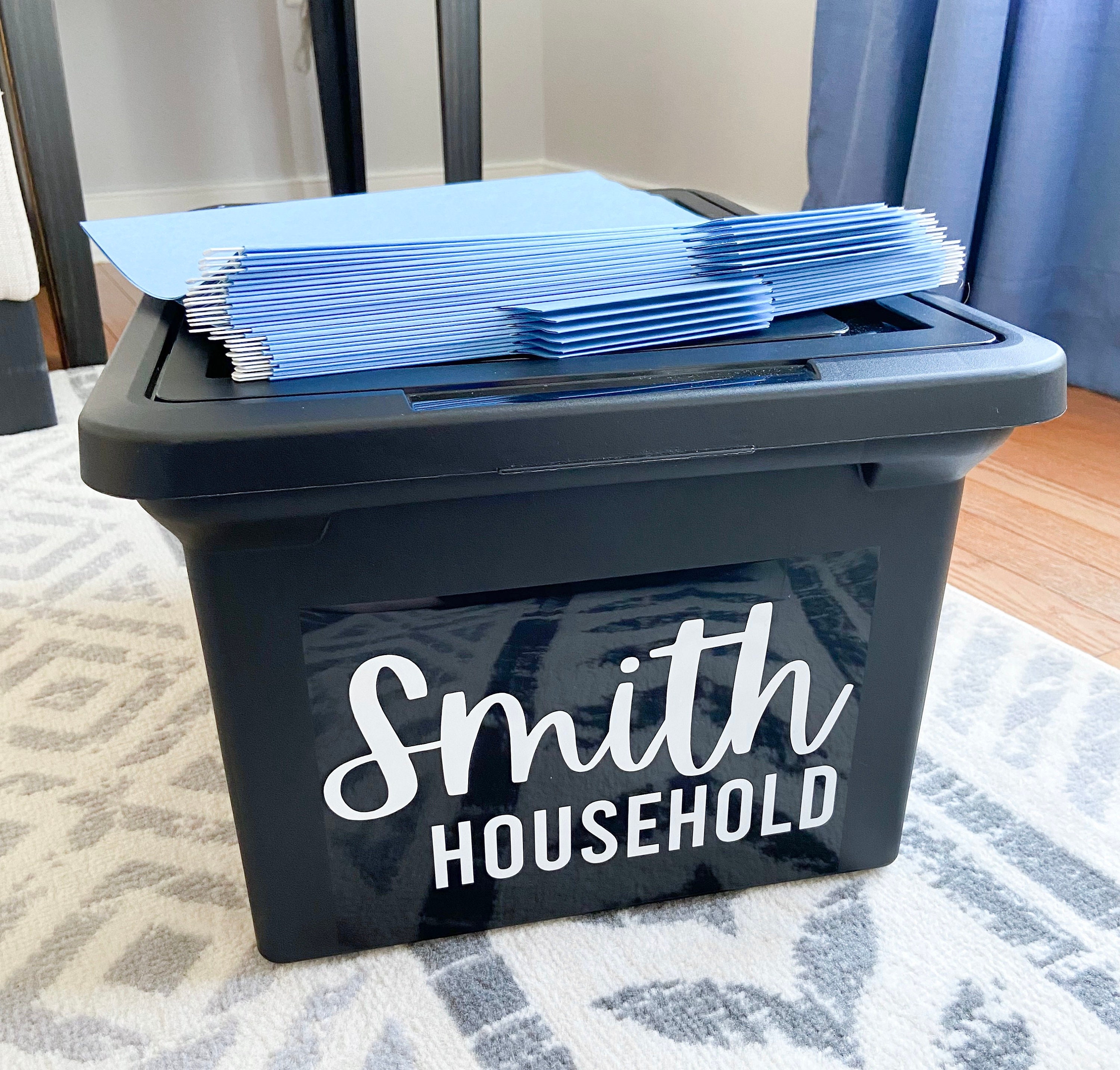 File Box Family Name DECAL . Household Documents Decal . - Etsy