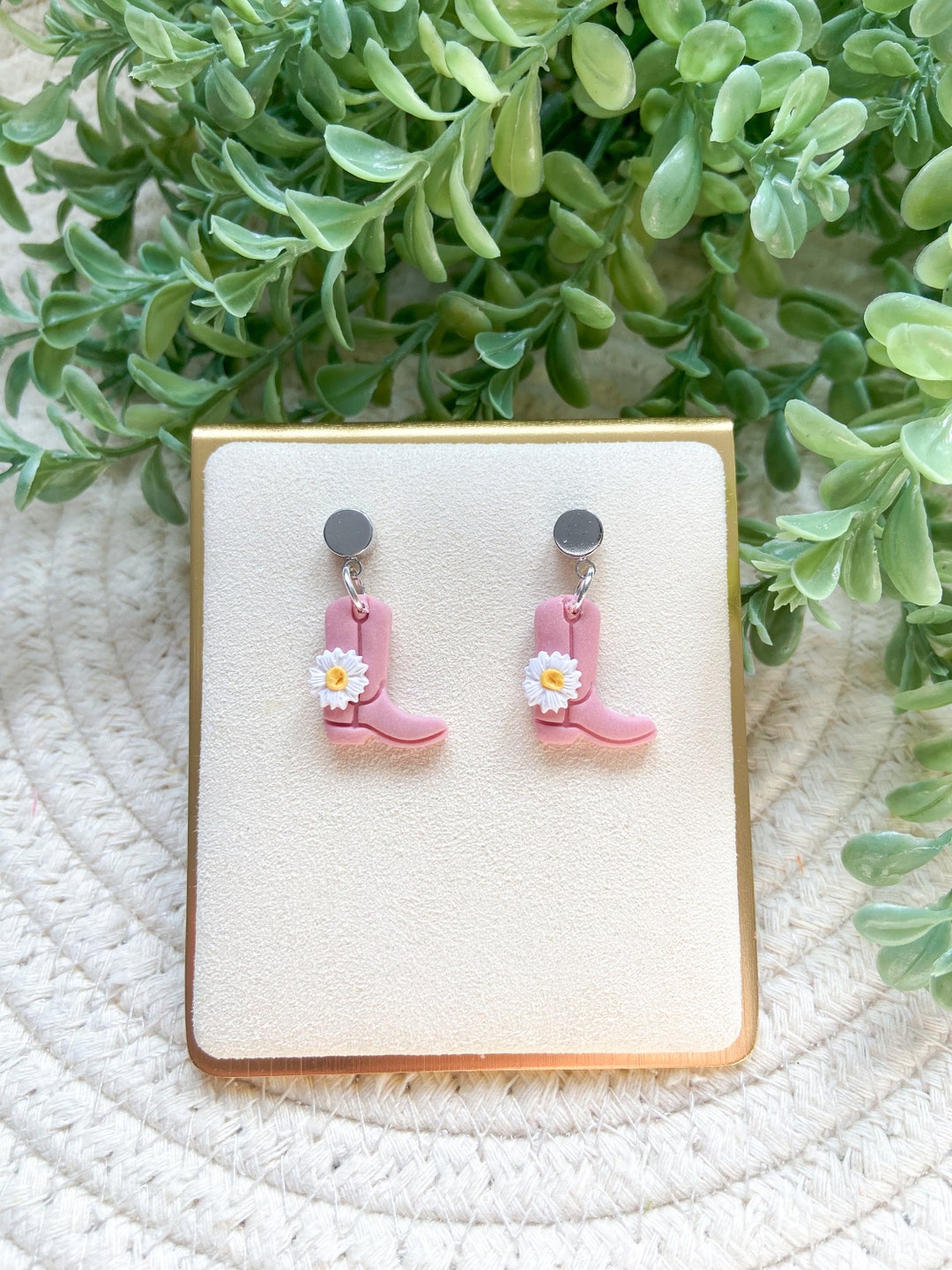 Pink Cowboy Boots Earrings . Boho Summer Earrings . Dangly Drop ...