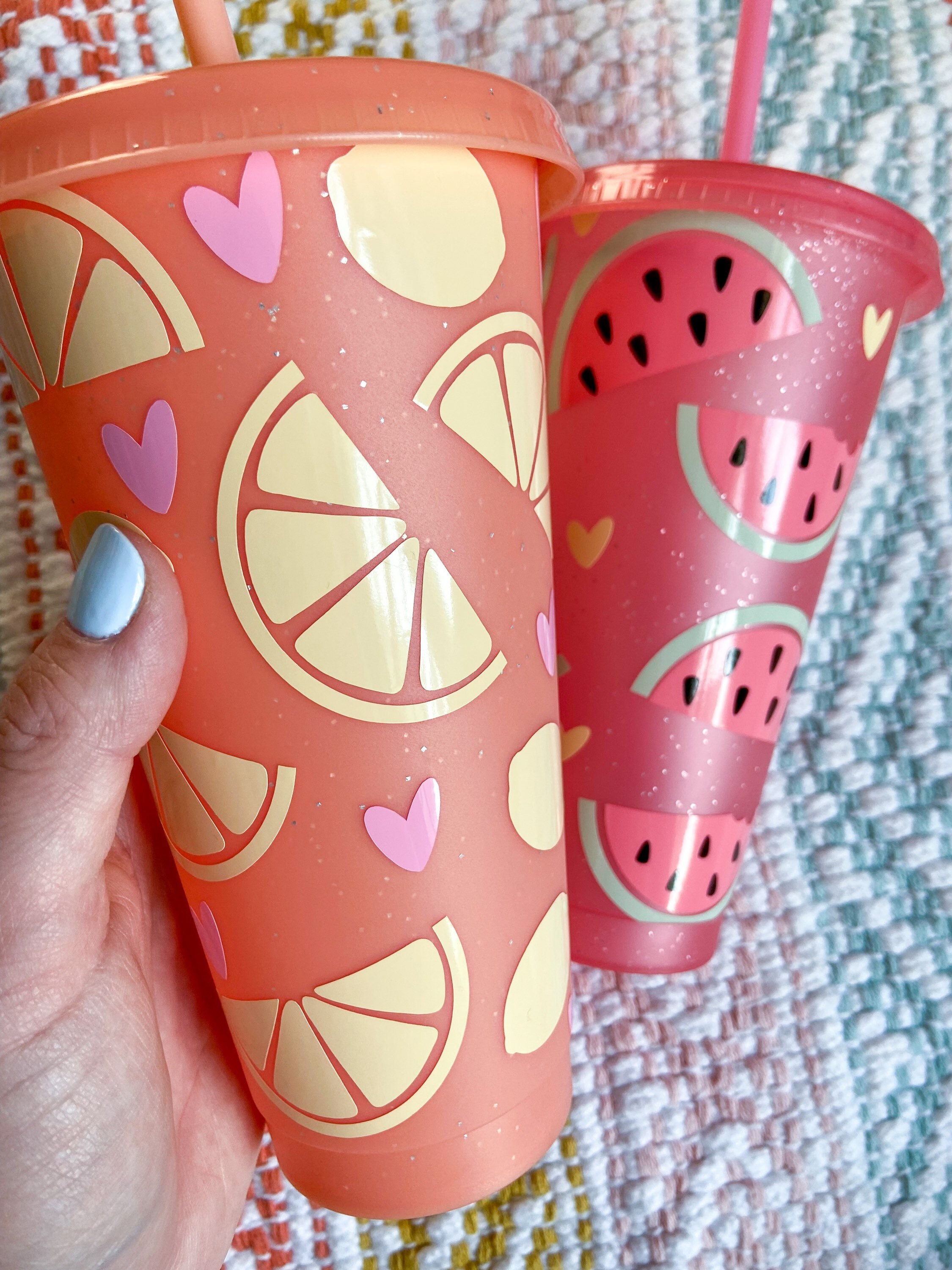 Summer Cup With Fruit . Reusable Cup . Iced Coffee Cup . - Etsy