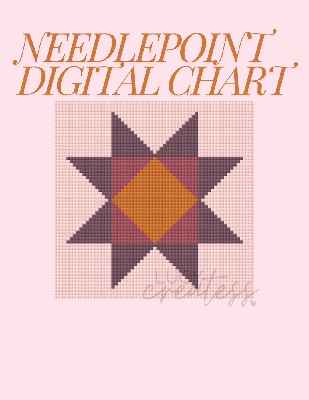 Needlepoint Digital Chart . Sawtooth Star Needlepoint . DIY Needlepoint ...