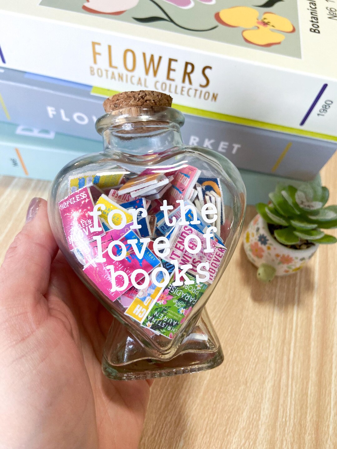 Personalized Book Keepsake Jar . Mini Book Heart Jar . TBR Jar . Book ...
