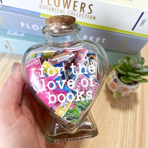 Personalized Book Keepsake Jar . Mini Book Heart Jar . TBR Jar . Book ...