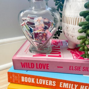 Personalized Book Keepsake Jar . Mini Book Heart Jar . TBR Jar . Book ...