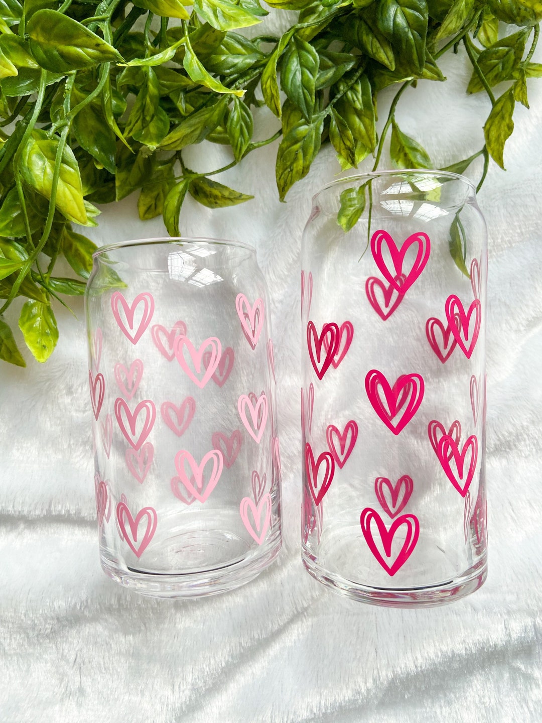 Valentines Day Heart Coffee Cup . Heart Iced Coffee Glass . Reusable ...