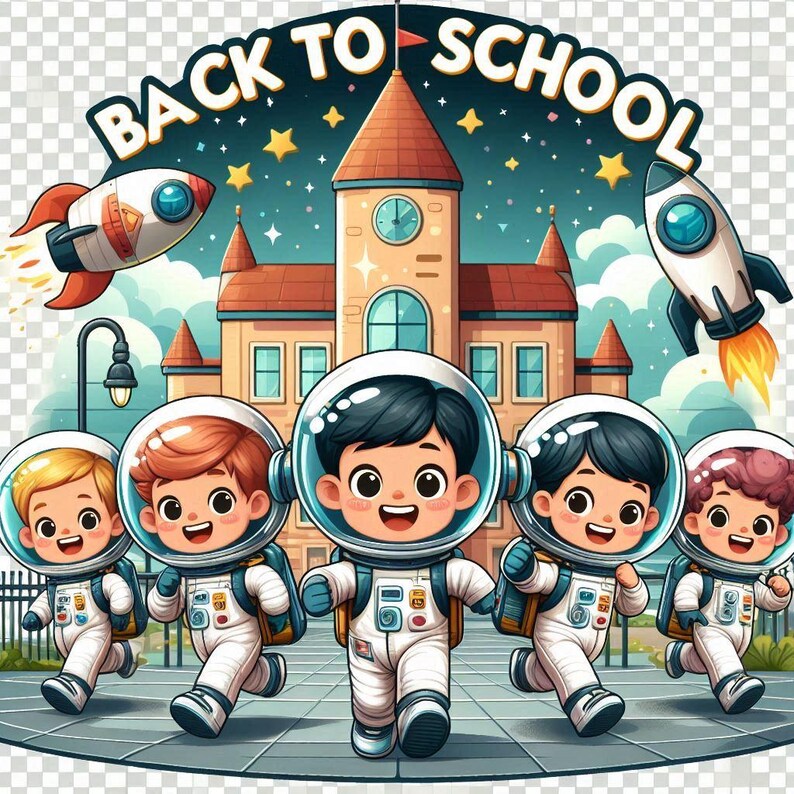 Welcome Back to School PNG, Astronauts Back to School PNG, First Day of ...