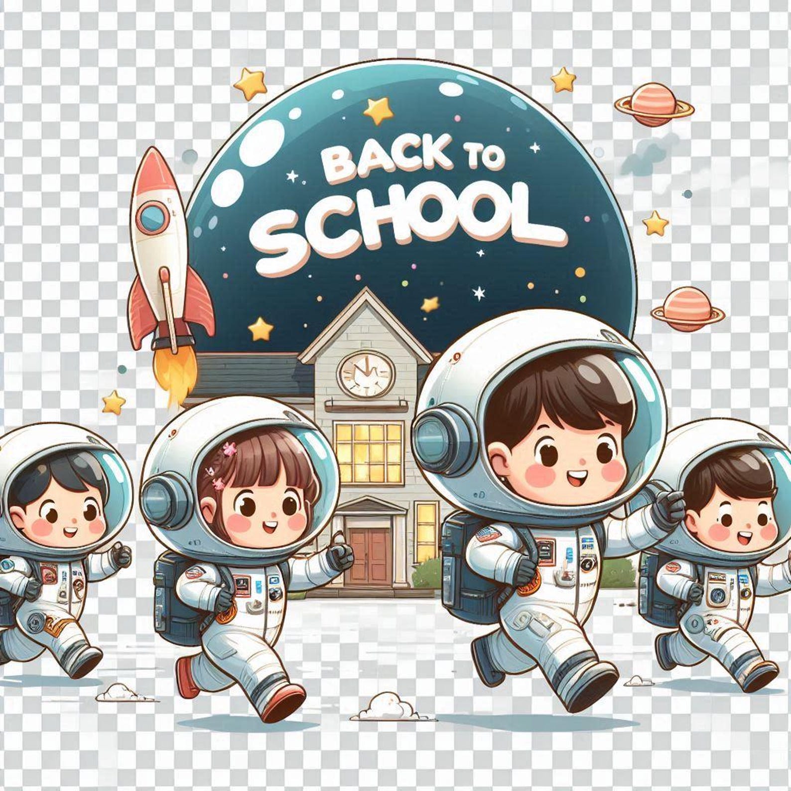 Welcome Back to School PNG, Astronauts Back to School PNG, First Day of ...