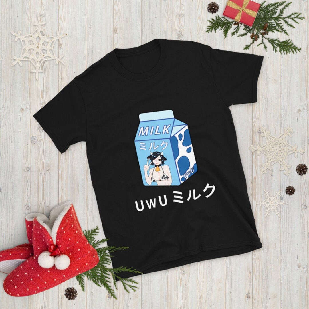 Uwu Milk T-shirt | Japanese Anime Hentai Cow Girl Moo Milk Carton Tee ...
