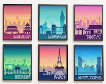 Landmarks Gallery Wall set of 6 Elementary, Middle School, High School ...