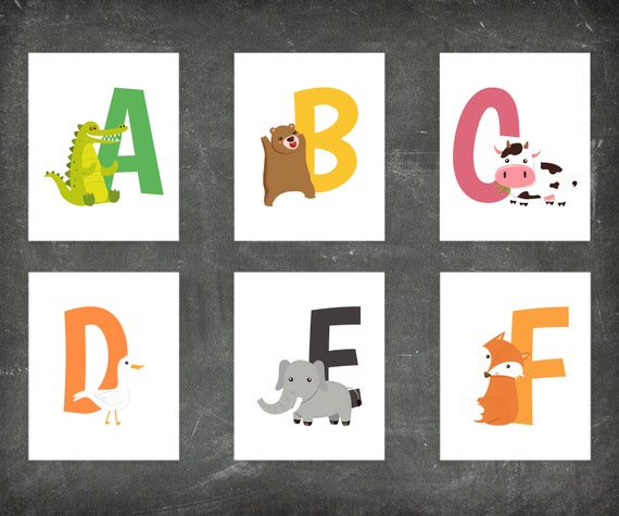 Animal Abcs Digital Printable Instant Download Nursery - Etsy