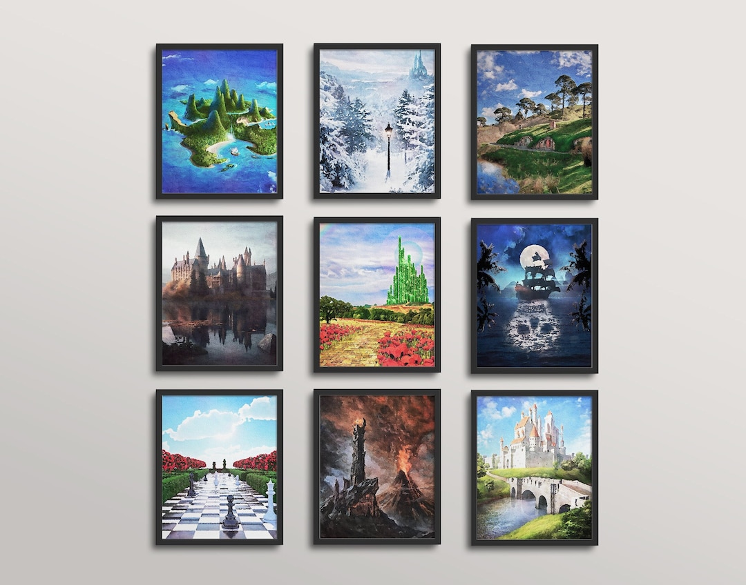 Fictional Places WATERCOLOR Gallery Wall - Classroom Decor, High School ...