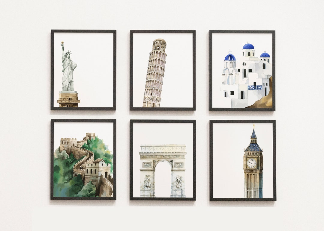 Landmarks Gallery Wall - (set of 6) Elementary, Middle School, High ...